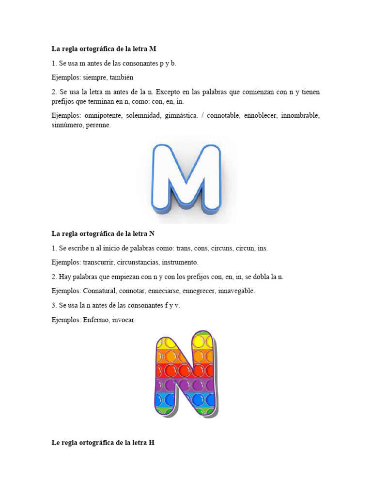 La Regla Ortográfica de La Letra M | PDF | Verbo | Lingüística