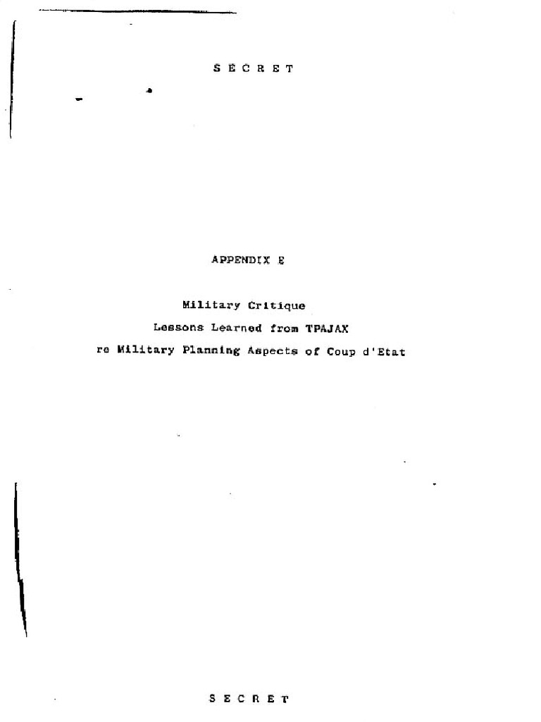Military Critique Lessons Learned From TPAJAX - Appendix E | PDF