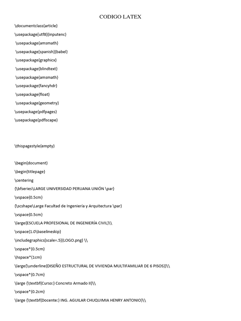 Codigo Latex | PDF | Hormigón | Concreto reforzado