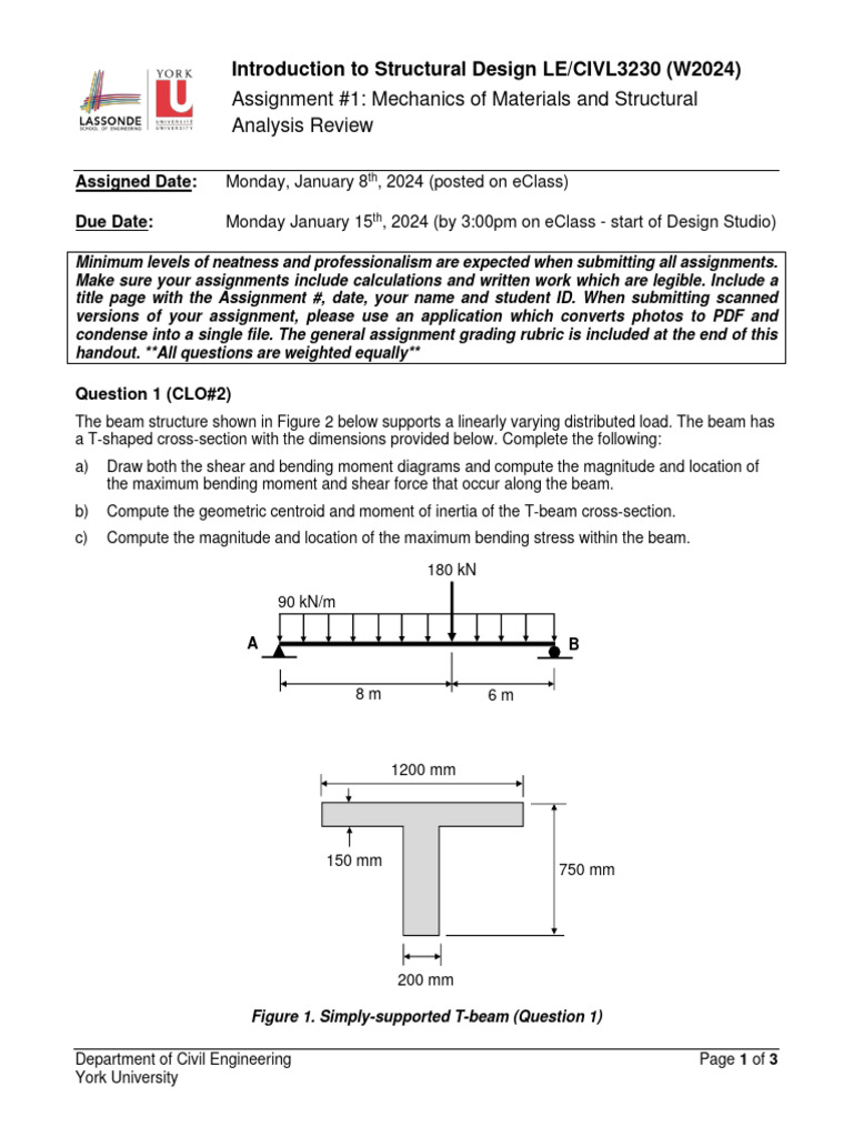 Assignment 1 - Review - 2024 | PDF | Bending | Applied And Interdisciplinary Physics