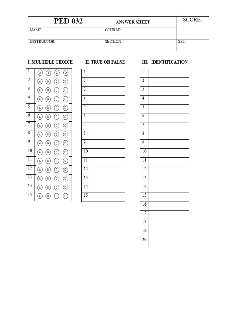 Answer Sheet His 007 | PDF