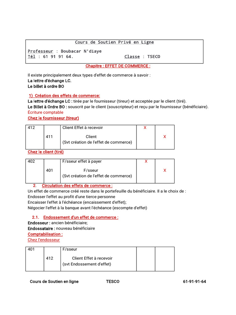 Types d'Effets de Commerce en Cours | PDF | Effet de commerce | Documents légaux