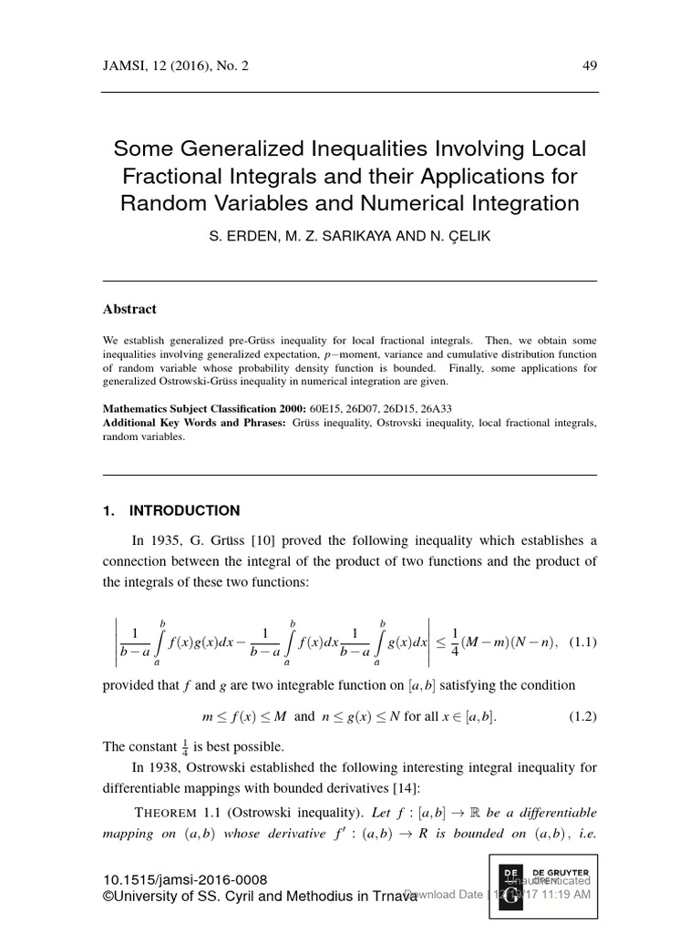 (Probabilidad) Some Generalized Inequalities Involving Local | PDF | Derivative | Integral