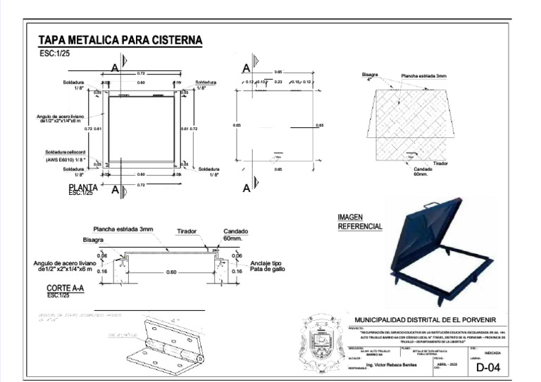 PDF Detalle Tapa Cisterna Consulta - Compress | PDF | Materiales | Acero