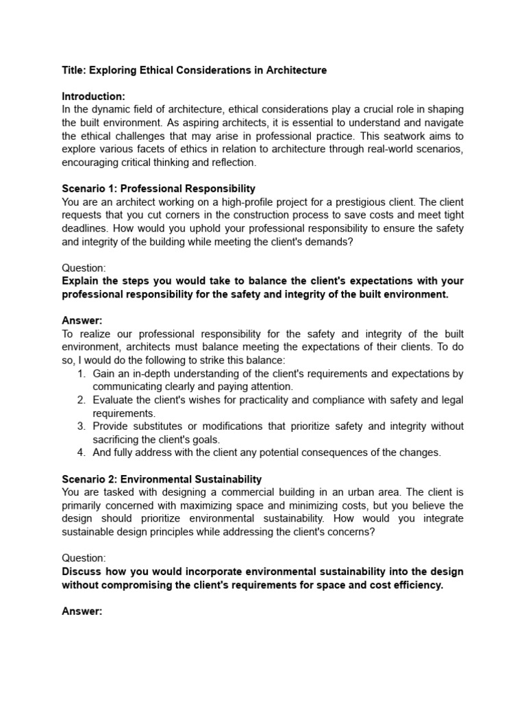 Exploring Ethical Consideration | PDF | Sustainability | Architect