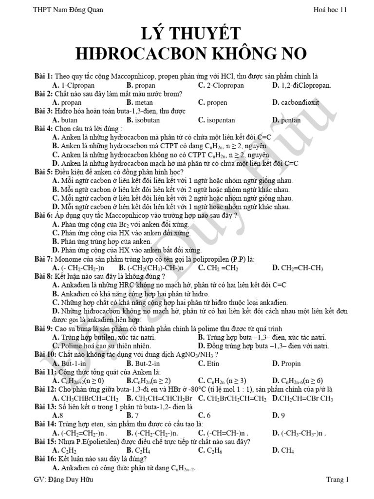 Ly Thuyet Hidrocacbon | PDF