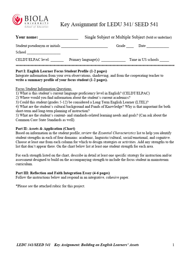 EL Key Assignment 341 541 2021 | PDF | Learning | Attitude (Psychology)