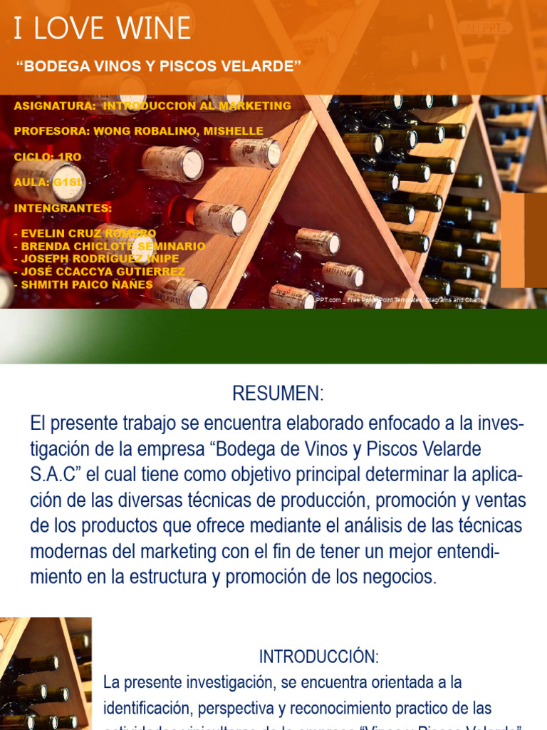 Plantilla PowerPoint de Vinos | PDF | Marketing | Producto (Negocio)