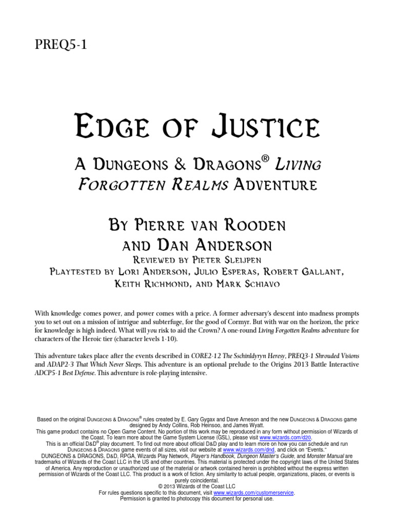 PREQ5-1 Edge of Justice | PDF | Dungeons & Dragons | Forgotten Realms