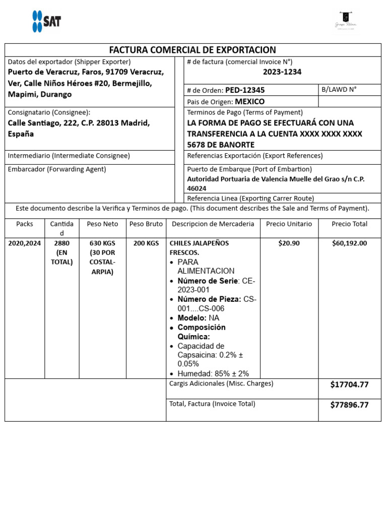 Facutra Comercial de Exportacion | PDF | Exportaciones