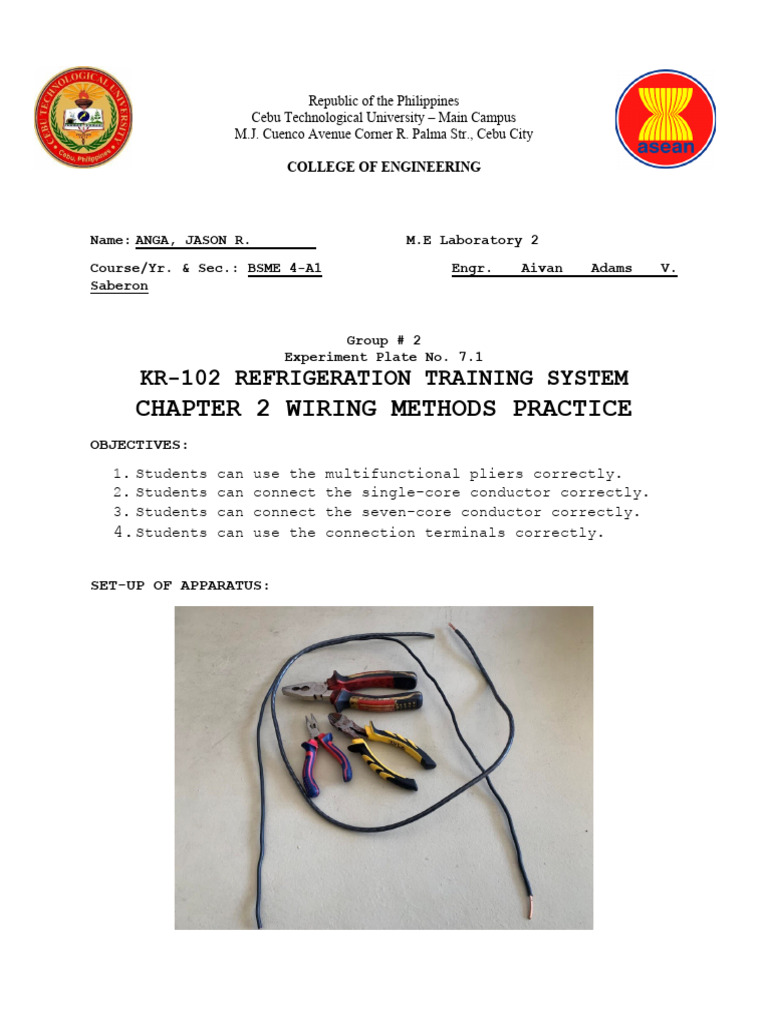 Plate 7.1 WIRING METHOD PRACTICE ANGA | PDF | Electrical Wiring ...