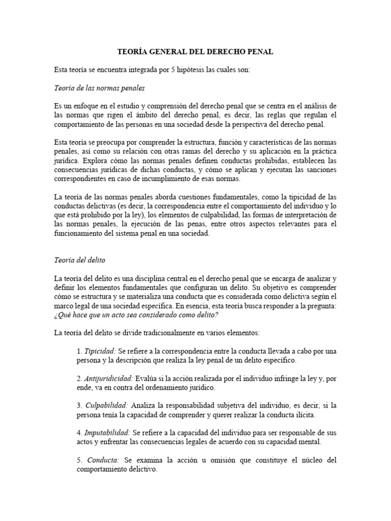 Teoría General Del Derecho Penal | PDF | Derecho penal | Castigos