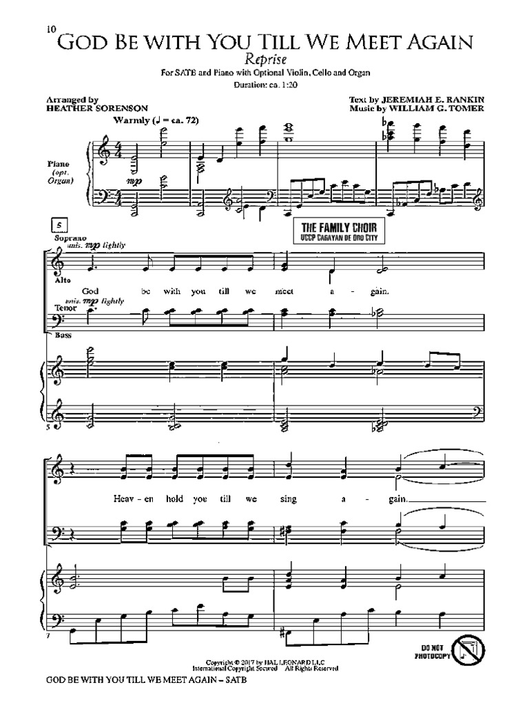 BENEDICTION God Be With You Till We Meet Again 2018 | PDF