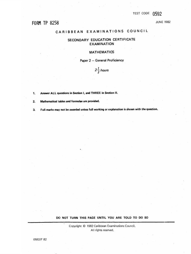 CSEC Mathematics June 1982 P2 | Download Free PDF | Mode (Statistics ...