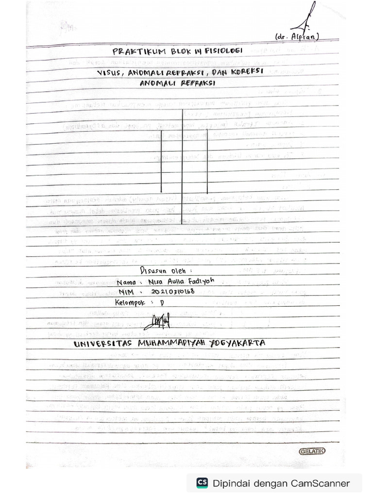 Nisa Aulia Fadiyah - 20210310168 - Faal Visus | PDF