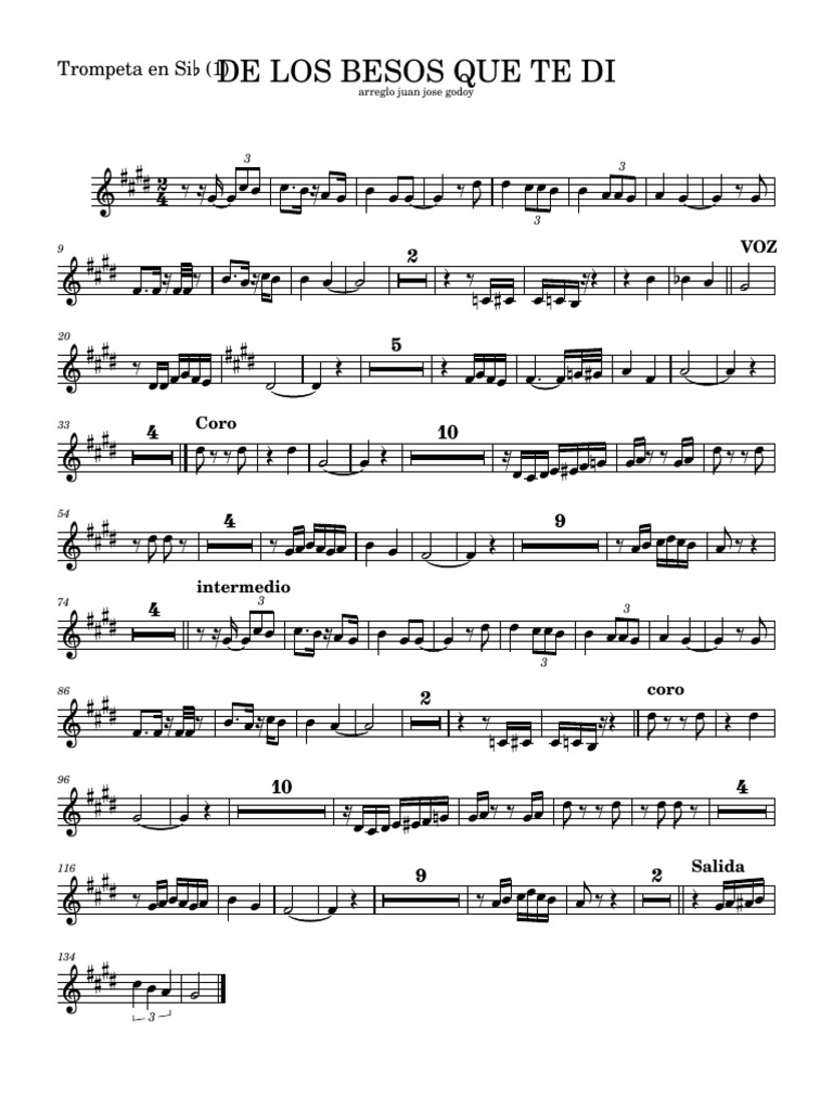 DE LOS BESOS QUE TE DI-Trompeta - en - Sib | PDF