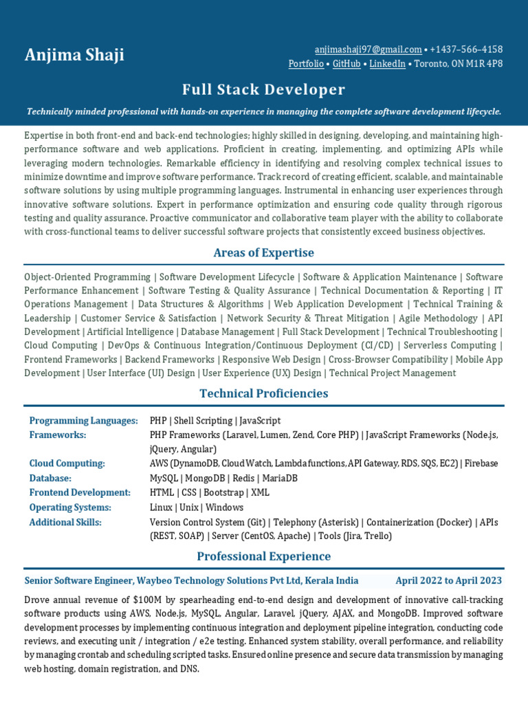 Anjima Shaji Resume | Download Free PDF | Web Application | My Sql