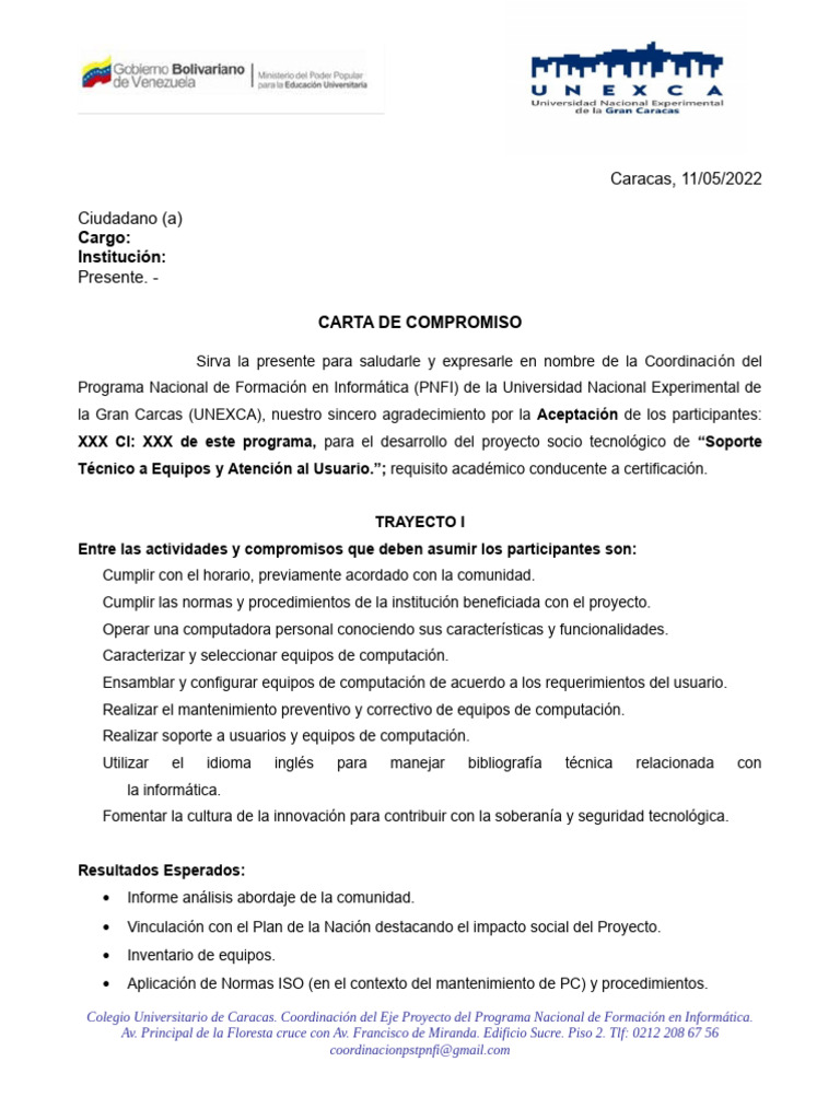Carta de Compromiso Lista | PDF | Programa de computadora | Programación
