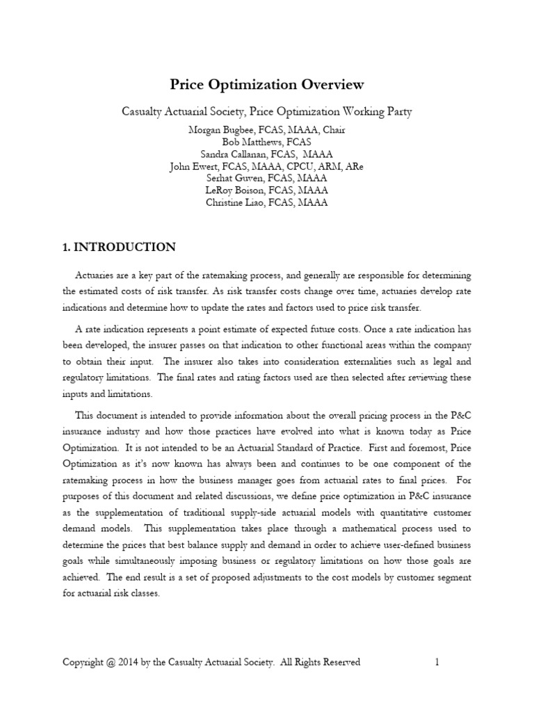 files_price_optimization_overview_final | PDF | Insurance | Pricing