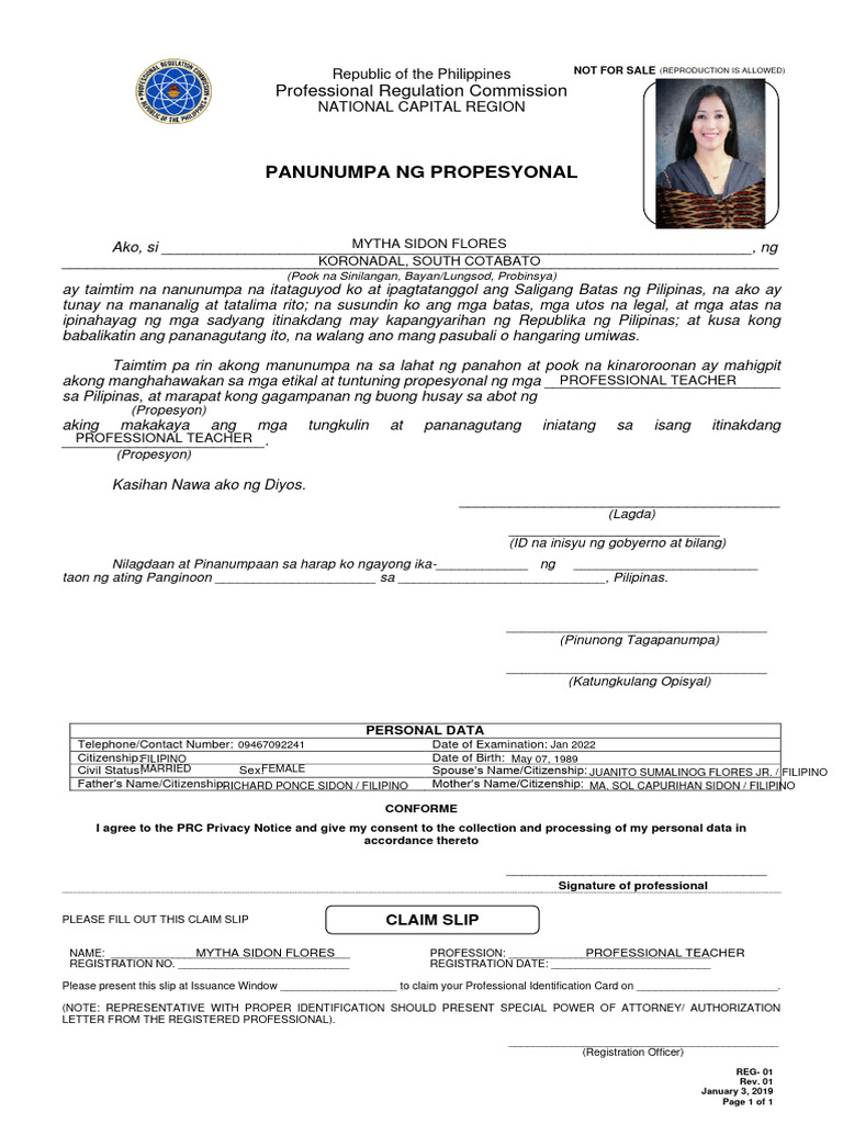 Panunumpa NG Propesyonal: Professional Regulation Commission | PDF