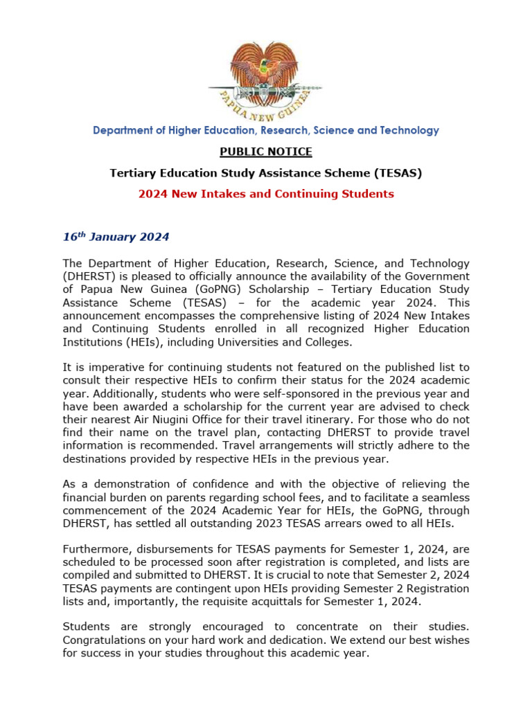 2024 TESAS New Intakes and Continuing Students Final v20 | PDF