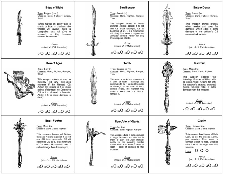 CARD Magical Weapons 1 | PDF | Role Playing Games | D20 System