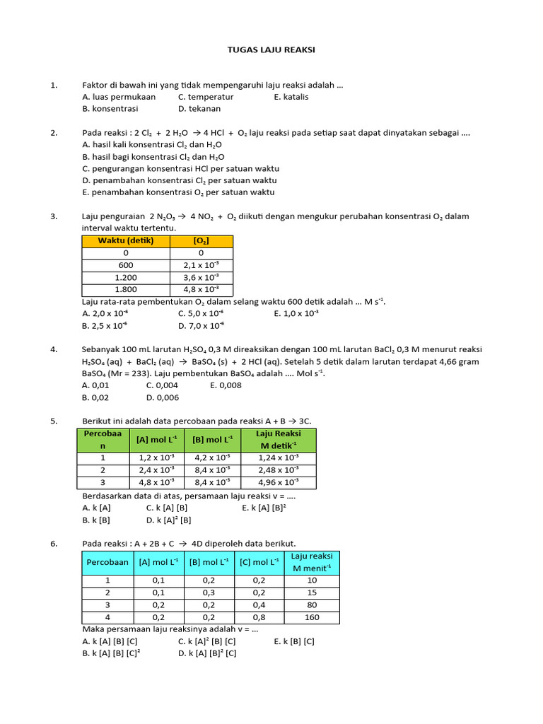 Tugas Laju Reaksi | PDF