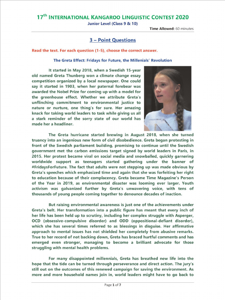 IKLC Past Paper Class 9-10 (2020) | PDF