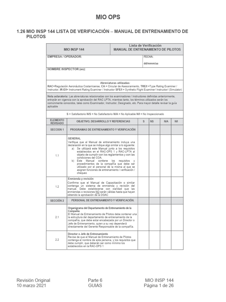 Mio Insp Manual de Netrenamiento de Pilotos | Descargar gratis PDF | Reglas de vuelo por ...