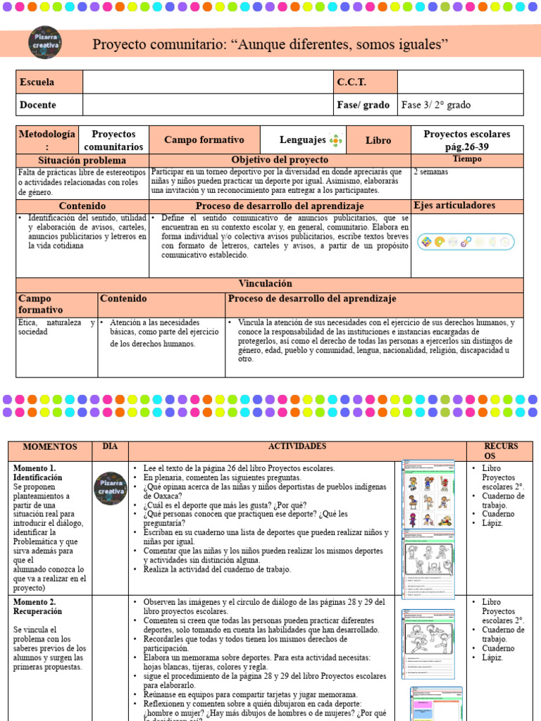 2° PLANECIÓN PC AUNQUE DIFERENTES IGUALES LIBRO PE-1 | PDF | Cuaderno ...