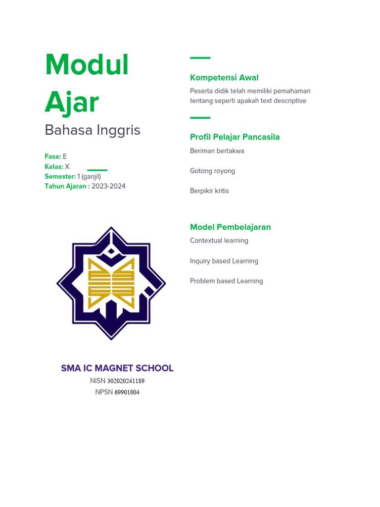 ModulAjar Descriptive Text | PDF