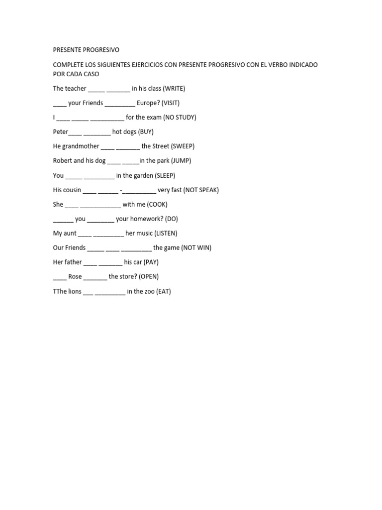 Presente Progresivo | PDF