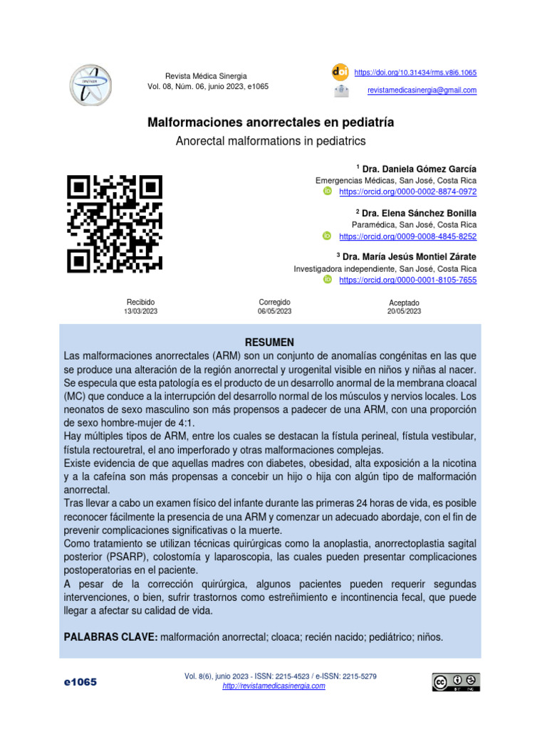 Malformaciones Anorrectales en Niños | PDF | Especialidades Medicas ...