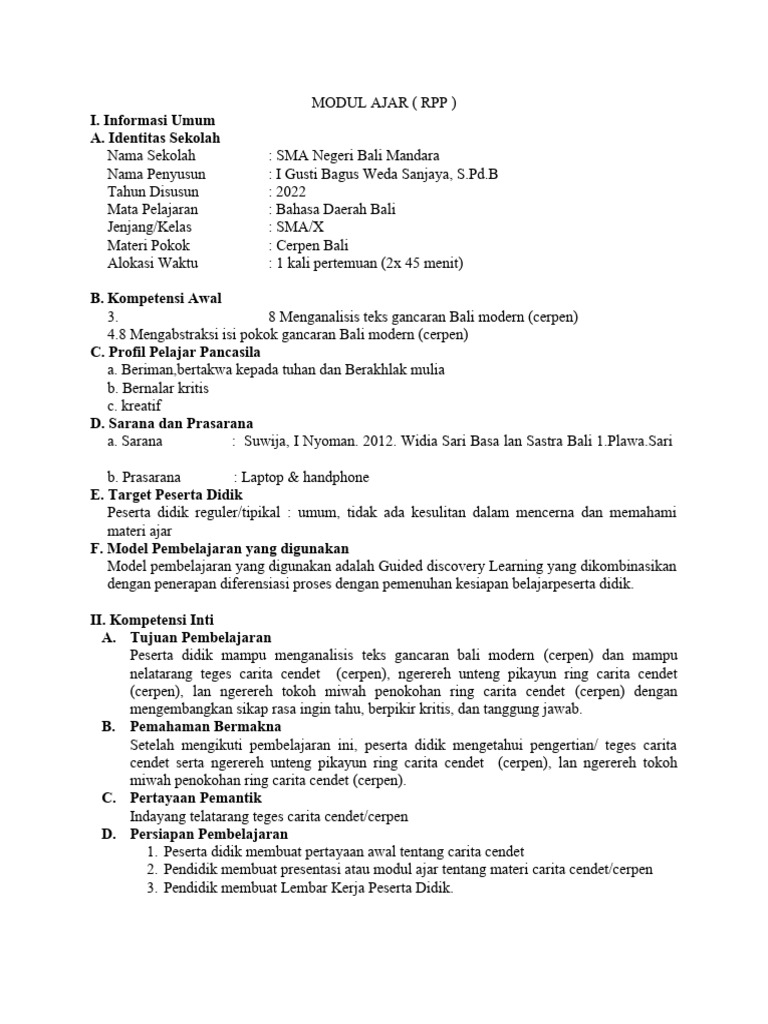 X Cerpen | PDF | Seni & Disiplin Bahasa | Kajian Bahasa Asing