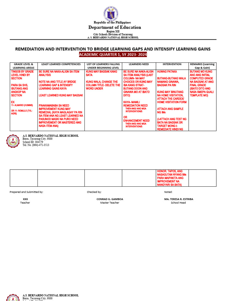 Remediation - Enhancement Form - Asb - 2023-2024 | PDF