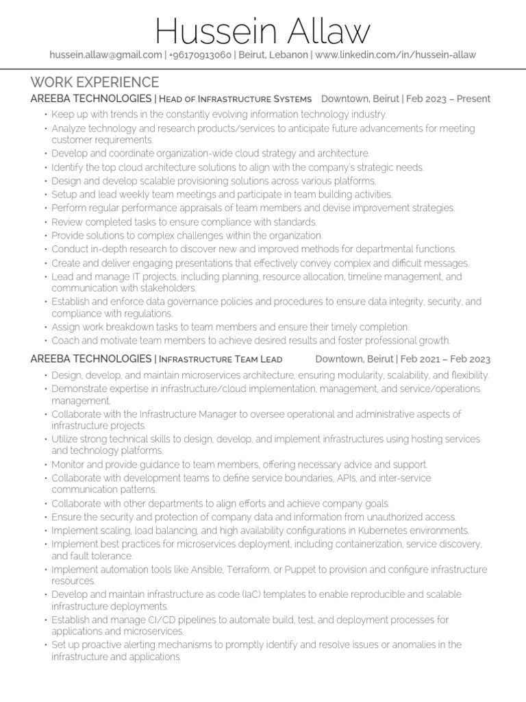 Hussein Allaw-Resume | PDF | Cloud Computing | Computer Security