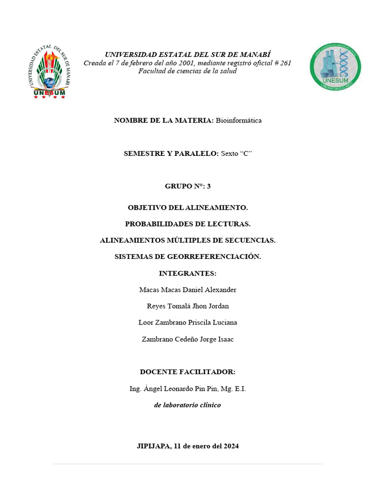 Loor Z - Macas D - Reyes J - Zambrano J - Consulta de Bioinformática - Grupo 3 | PDF ...