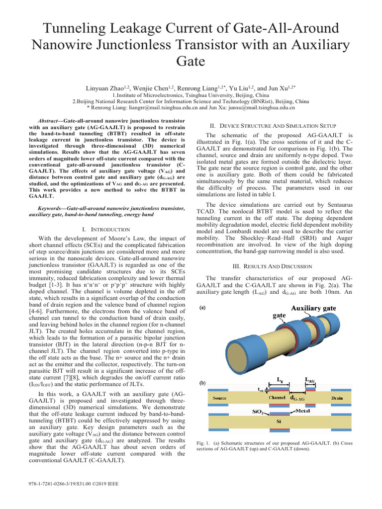 Tunneling Leakage Current of Gate-All-Around | PDF | Field Effect Transistor | Bipolar Junction ...