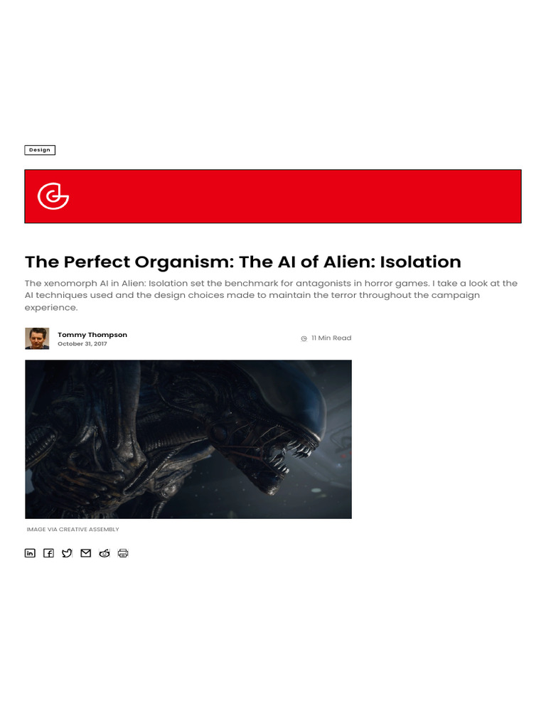 The Perfect Organism - The AI of Alien - Isolation | PDF | Artificial Intelligence ...