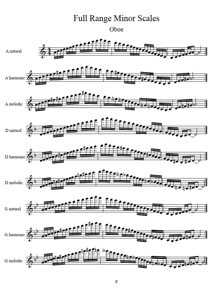 Oboe Full Range Minor Scales | PDF