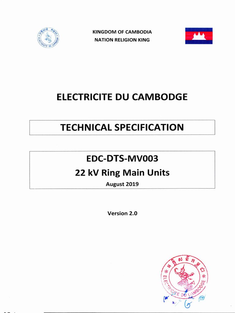 Edc-Dts-Mv003 - 22 KV Ring Main Units | PDF | Fuse (Electrical) | Transformer