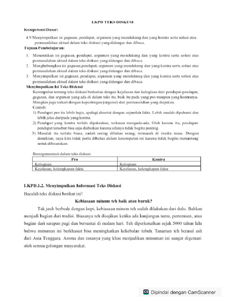 LKPD Menyimpulkan Isi Teks Diskusi | PDF