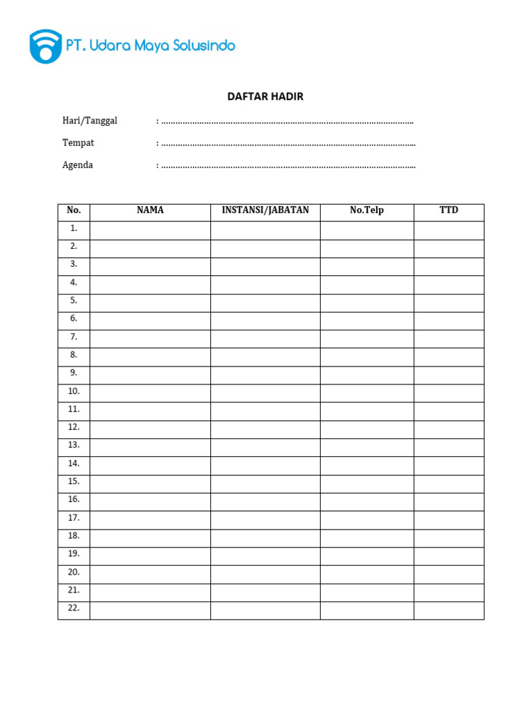 Daftar Hadir - Template - Kop | PDF