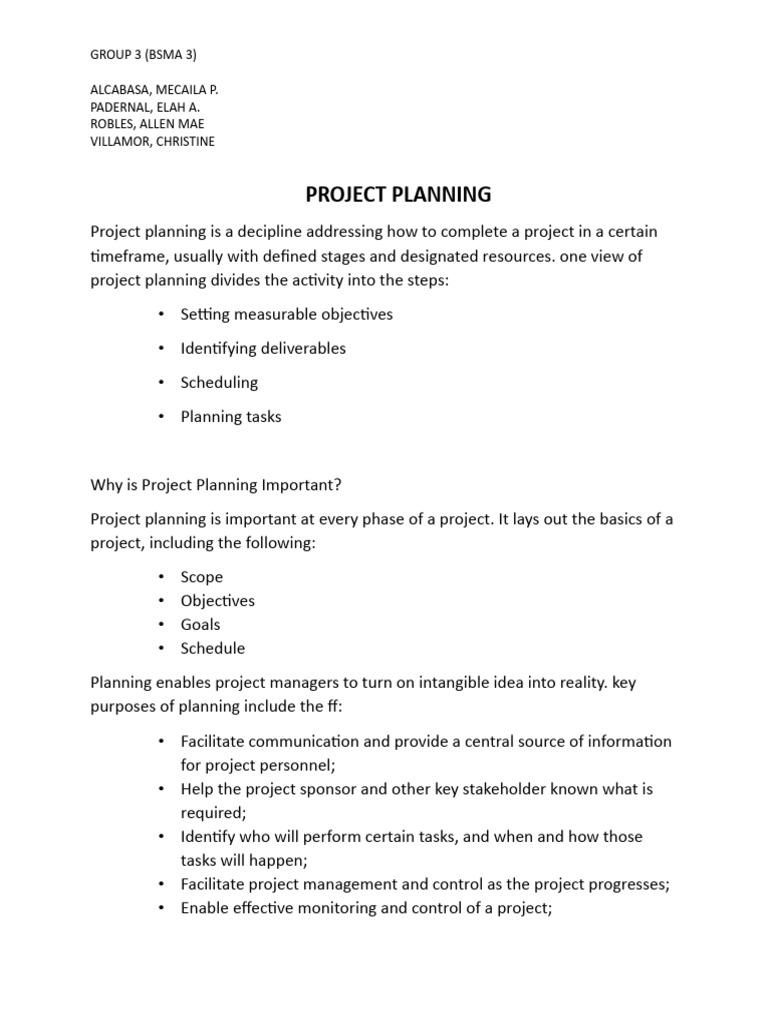 Project Planning | PDF | Project Management | Business