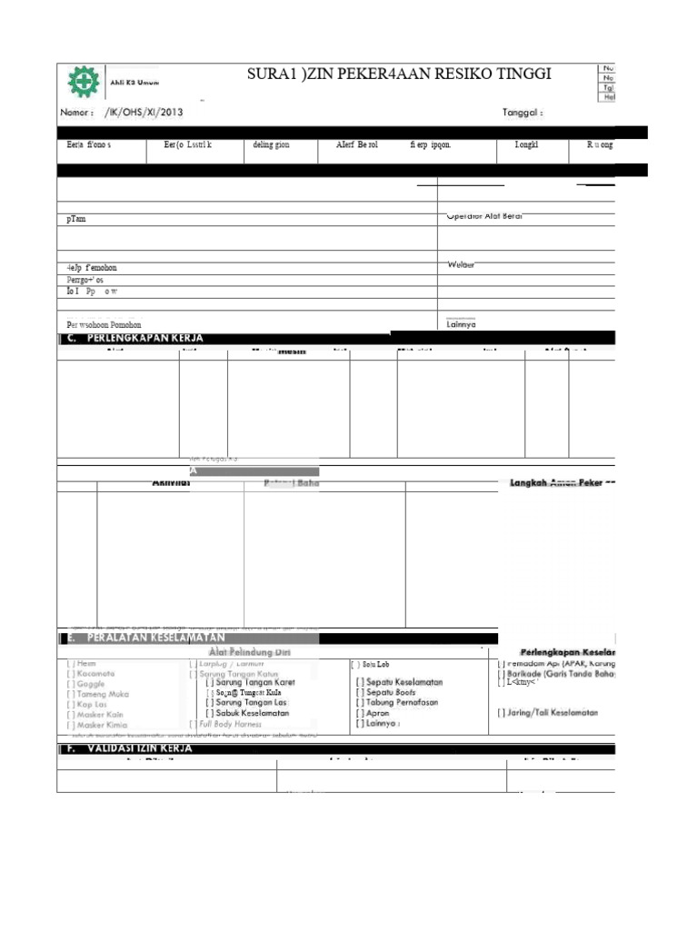 Izin Pekerjaan Risiko Tinggi | PDF