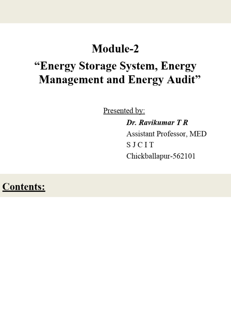 Module 2 Energy Storage System | PDF | Energy Storage | Energy Conservation