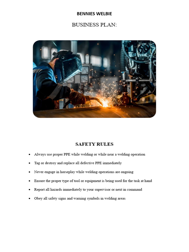 W&F Business Plan Sba | PDF | Welding | Construction