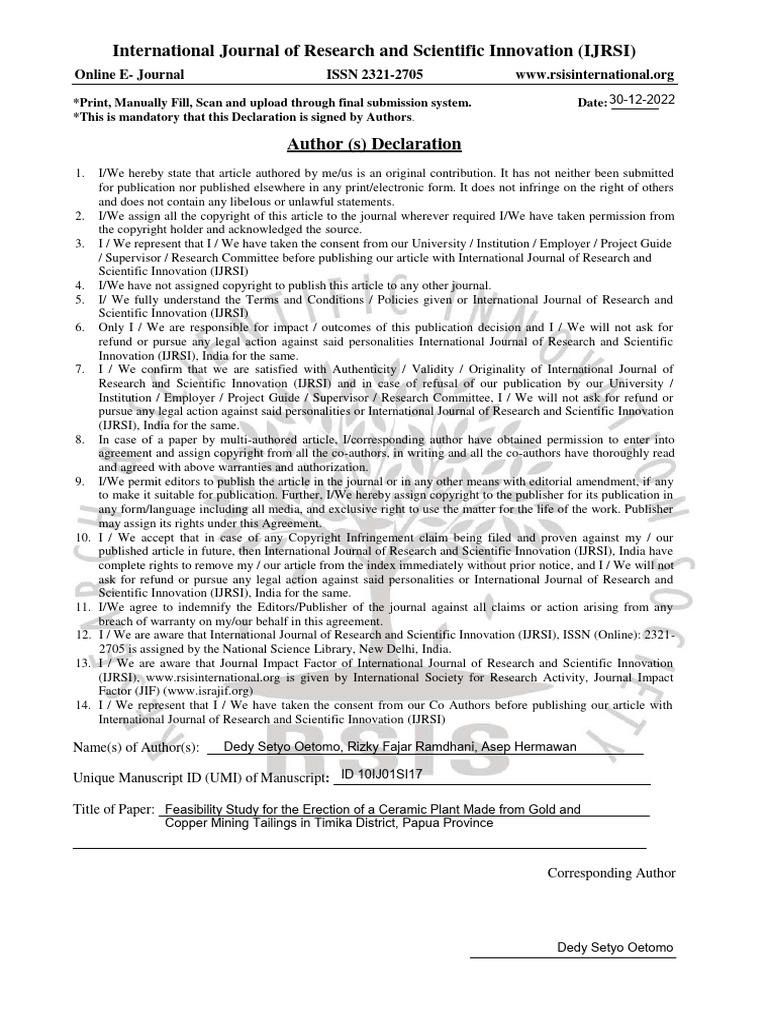 Author-s-Declaration ID 10IJ01SI17 | PDF | Copyright | Business Law