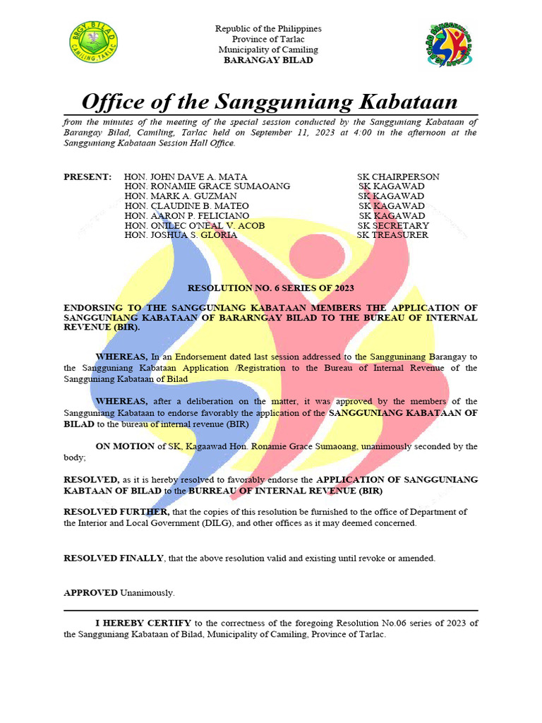 Board Reso | PDF | Philippines | Government