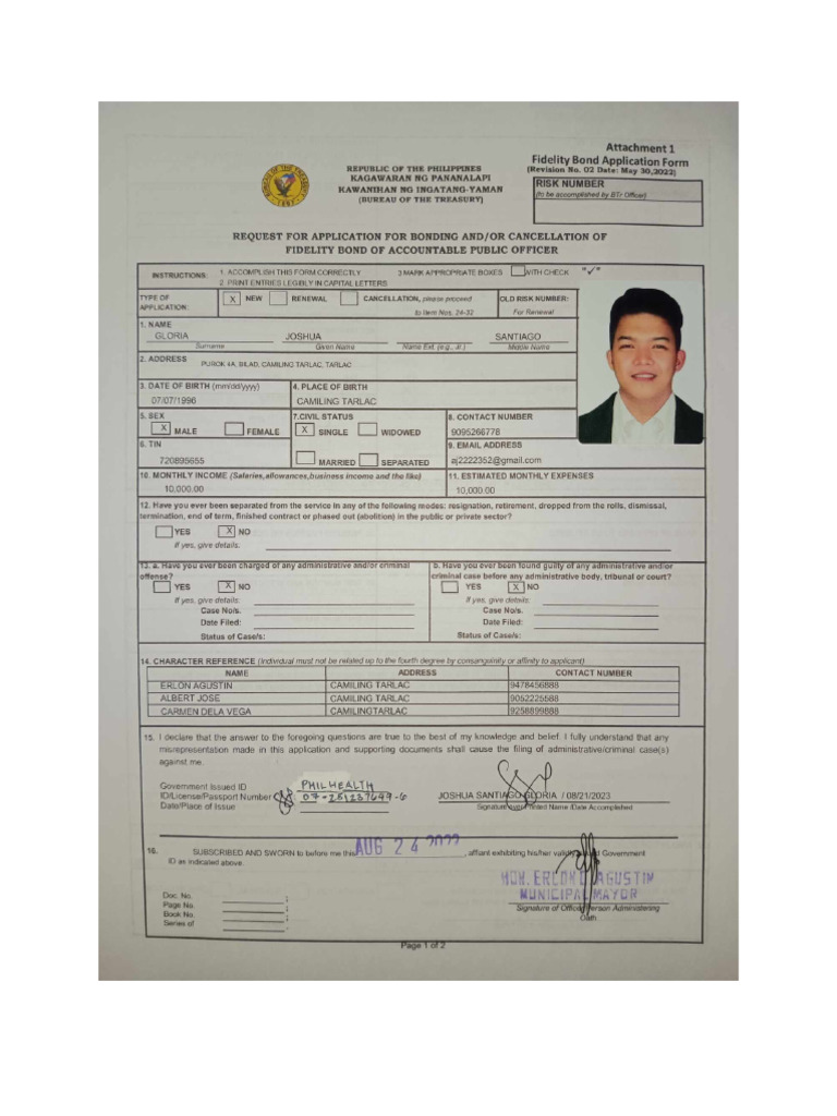 Fidelity Bond Application Form | PDF